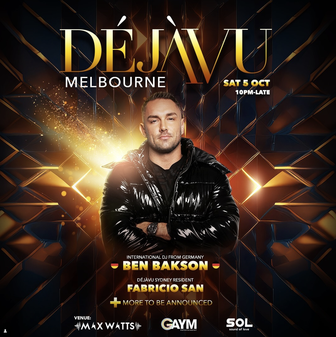 DJ Ben Bakson – DÉJÀVU MELBOURNE - Melbourne | Circuit Party Info